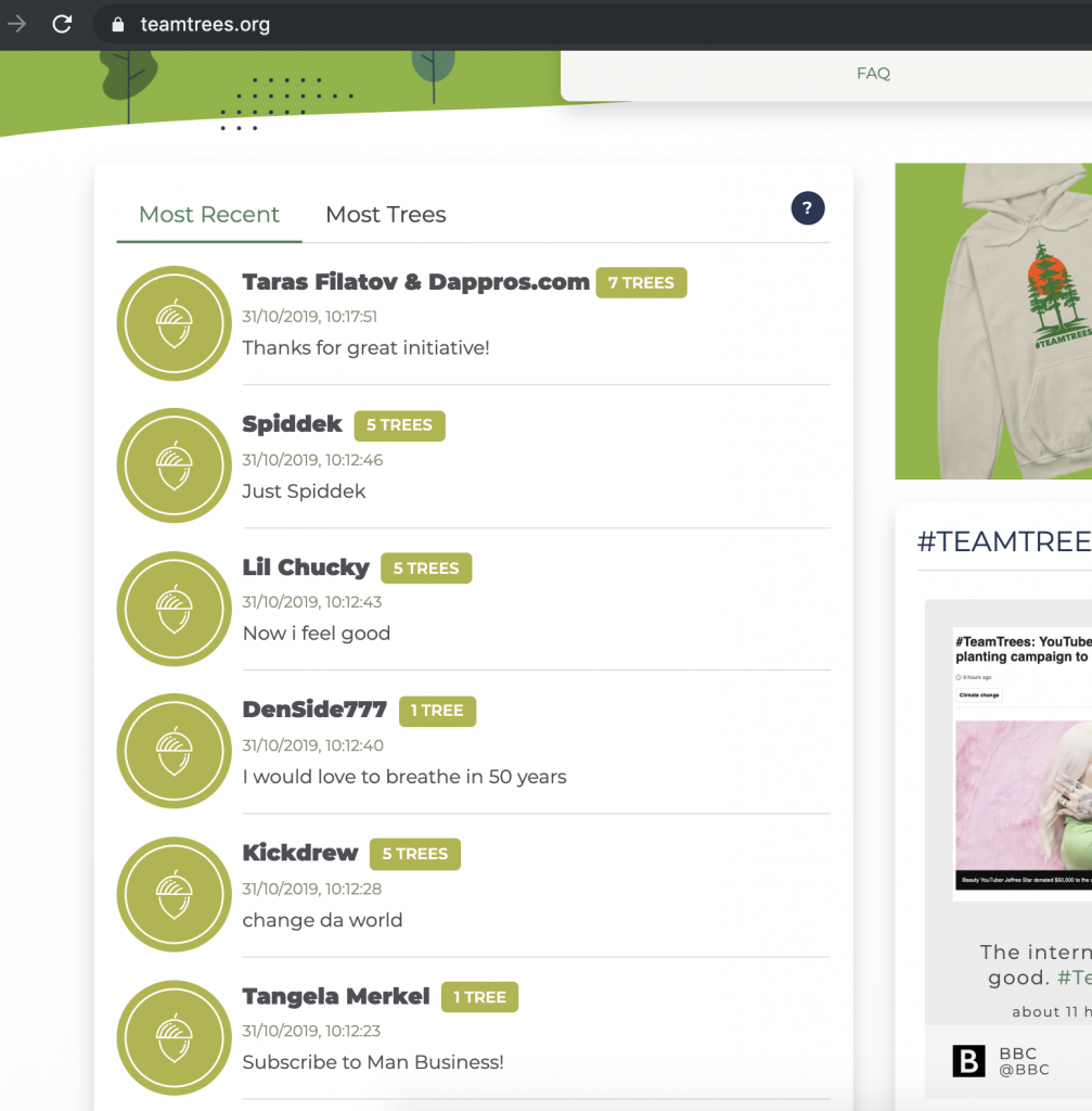 TeamTrees – let’s plant 20m trees! – Dappros
